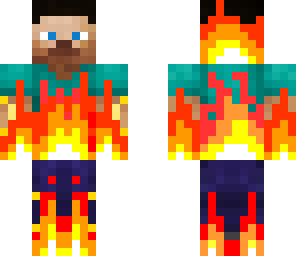 steve one fire | Minecraft Skin
