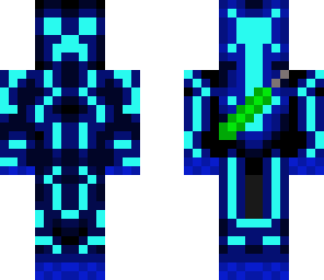 neon creeper with a green neon sword | Minecraft Skin