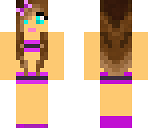 Purple Beach Bikini S Girl Minecraft Skin