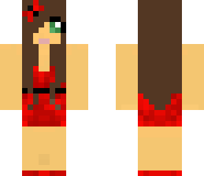 Fixed red dress girl | Minecraft Skin