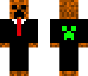 Orange Creeper in a suit | Minecraft Skin