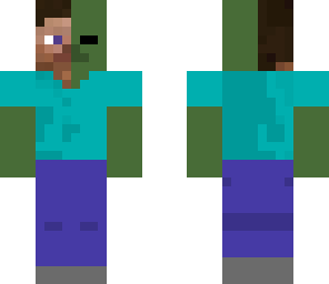 Half Zombie Half Steve | Minecraft Skin