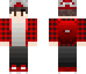 red chequered shirt skater fixed neck | Minecraft Skin