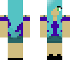 Wavy Blue hair girl With a Backwards Face | Minecraft Skin