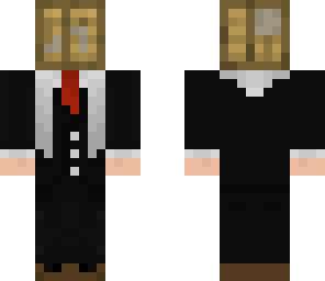Crafting block head man with suit | Minecraft Skin