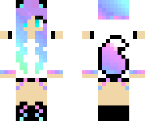 rainbow fox with earphones | Minecraft Skin