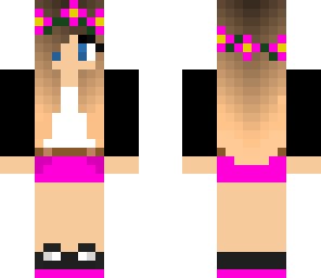 Pink Flower Crown Girl | Minecraft Skin