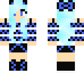 Cute Blue Cat Girl | Minecraft Skin