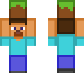 Blocky Steve Holding Grass ORIGINAL | Minecraft Skin