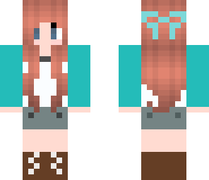 Ginger Hair with Blue Bow Girl Skin | Minecraft Skin