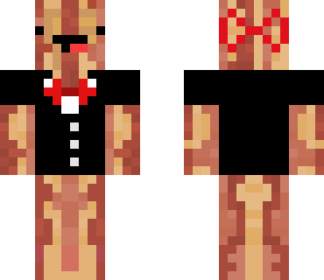 Derpy bacon with tux shirt and pretty bow | Minecraft Skin