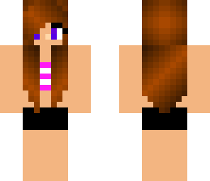 Girl wearing pink and white top with booty shorts | Minecraft Skin