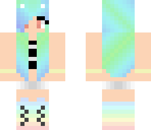 Pastel Rainbow Cat Girl | Minecraft Skin