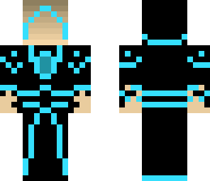 Hooded Warrior neon blue | Minecraft Skin