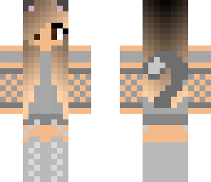 Kute Grey Kitty Girl | Minecraft Skin