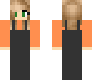 Teen girl orange shirt chest waders | Minecraft Skin