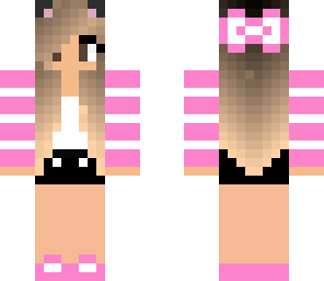 cute pink cat girl | Minecraft Skin