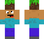Derpy Steve Holding Grass Block | Minecraft Skin