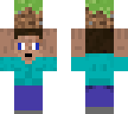 confused steve with grass block | Minecraft Skin