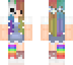 EDITED RAINBOW CHIBI With Half Skull | Minecraft Skin