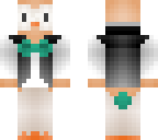 Rowlet with a black puff vest | Minecraft Skin