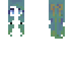 Cute Hair Base Green Blue with bow | Minecraft Skin