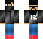 Black And Grey Hoodie with Red Henley Underneath | Minecraft Skin