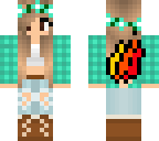 Girl with Preston fire logo | Minecraft Skin