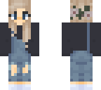cute anime girl in overalls | Minecraft Skin