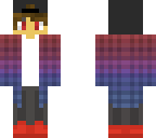 Red To Blue Plaid Boy With Gray Hood | Minecraft Skin