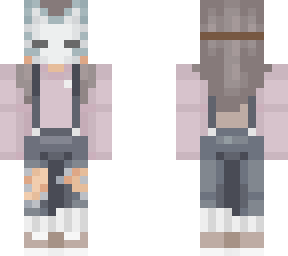 cat mask girl w overalls | Minecraft Skin