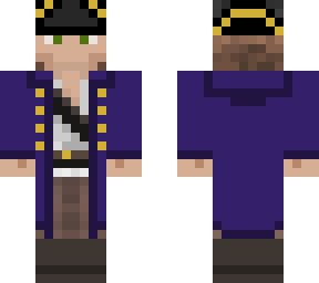 Pirate captain with removable coat, boots and hat | Minecraft Skin