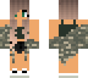 Camo Girl with green eyes | Minecraft Skin