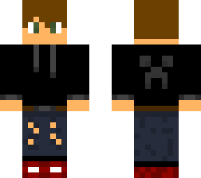 Guy In A Basic Black Hoodie With Ripped Jeans | Minecraft Skin