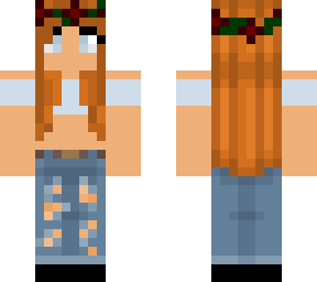 Cute Girl with ripped Jeans | Minecraft Skin