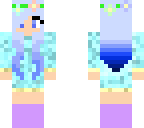 Pastel Blue Girl w Flower Crown | Minecraft Skin