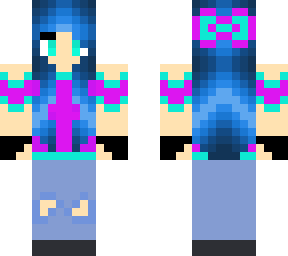 Blue haired girl with bow | Minecraft Skin