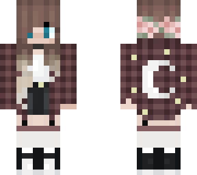 Edit: crescent moon girl ( chocker, stars, eyelashes) | Minecraft Skin