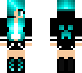Teal/Turquoise/Blue Gamer Girl | Minecraft Skin