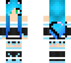 Blue Haired Gamer Cat Girl | Minecraft Skin