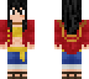 Luffy genderbend from earlier but with 3p arms | Minecraft Skin