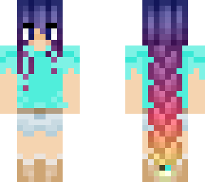 beautiful long braided hair girl | Minecraft Skin