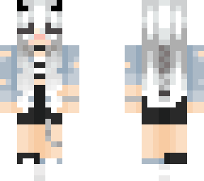 Cute Pale Devil Girl w/ Ripped Jean Jacket | Minecraft Skin
