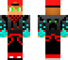 Red Boy Skin With Blue Fire Arms | Minecraft Skin