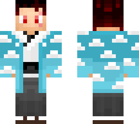 Tanjiro's Blue Cloud Kimono | Minecraft Skin