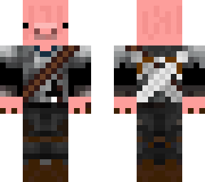 Warrior Pig with Swords on Back | Minecraft Skin