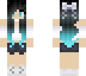 Cute girl with blue hair and bow | Minecraft Skin