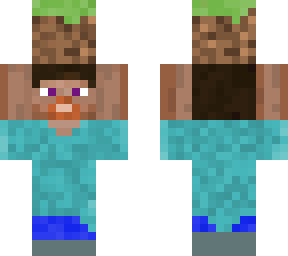 bad steve holding grass block | Minecraft Skin