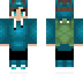 Ocean Blue Hoodie - Crown - Green Sea Turtle | Minecraft Skin