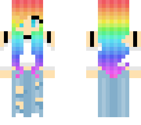 rainbow hair girl | Minecraft Skin
